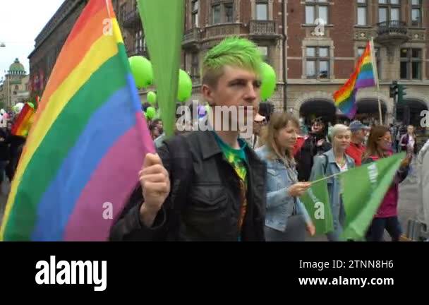 Rainbow Flag Thousands Of People In Solidarity During A Gay Pride Parade Stock Video Footage