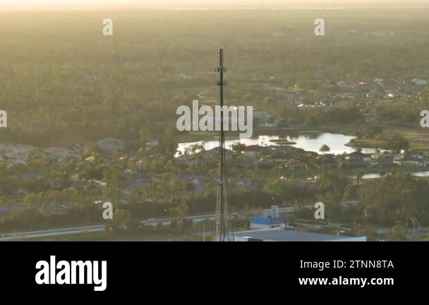 Tall telecommunication radio cell tower with wireless communication 5g ...