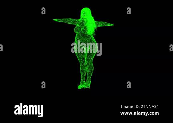 3D Fat woman rotates on black bg. Unhealthy lifestyle, diet. Body Fat ...