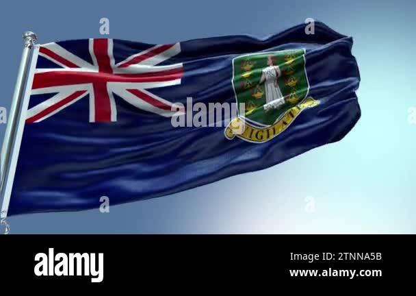 4k render British Virgin Islands Flag video waving in wind. British ...