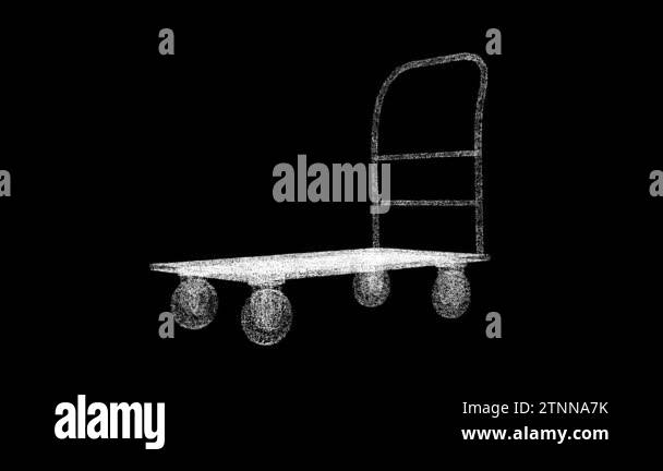 3D handling cart rotates on black background. Transportation and ...