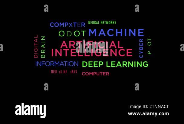 Artificial intelligence kinetic text abstract concept loop animated. Deep machine learning and ...
