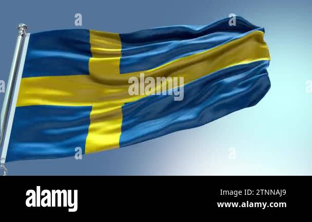 4k render Sweden Flag video waving in wind. Sweden Flag Wave Loop ...