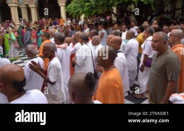 VRINDAVAN, INDIA September 01, 2022 : Devotee playing Kirtan chants in ...