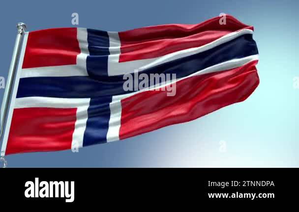 4k render Norway Flag video waving in wind. Norway Flag Wave Loop ...