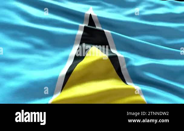 4k render Saint Lucia Flag video waving in wind. Saint Lucia Flag Wave ...