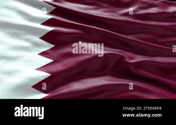 4k render Qatar Flag video waving in wind. Qatar Flag Wave Loop waving ...