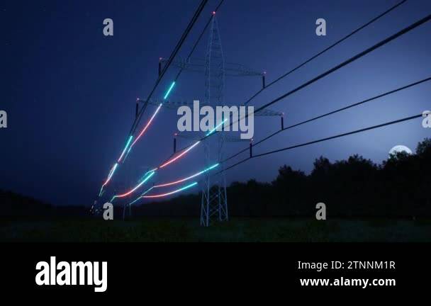 Visualization of energy flowing through overhead power lines used in ...
