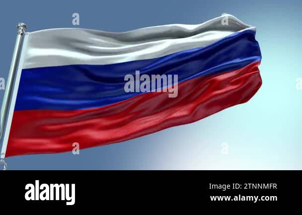 4k render Russia Flag video waving in wind. Russia Flag Wave Loop ...