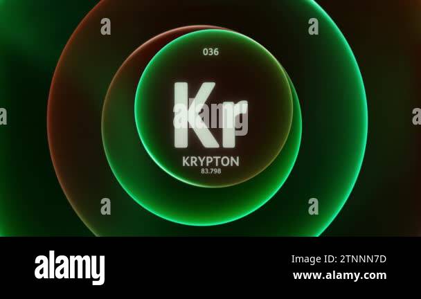 Krypton as Element 36 of the Periodic Table. Concept animation on ...