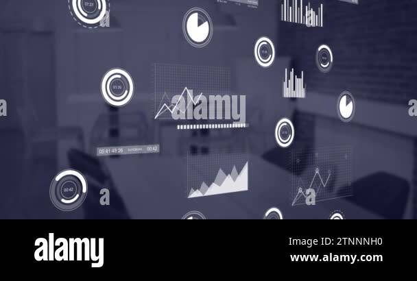 Animation of multiple graphs moving over empty chairs and table in ...