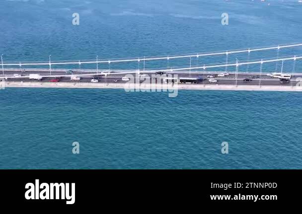 Istanbul, Turkey. Istanbul Canal, Bosphoros canal and Bosphorus Bridge ...