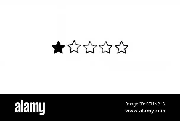 Five Stars Rating animation. Set of Stars. One Star Rating on White Background. Product Quality ...