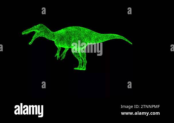 3D dinosaur rotates on black background. Prehistoric dinosaurs ...