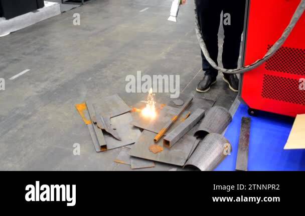 Laser cleaning of metal. Industrial removal of rust of metal surface ...