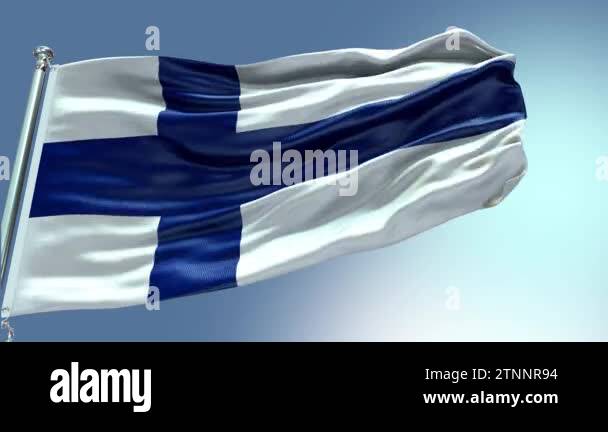 4k render Finland Flag video waving in wind. Finland Flag Wave Loop ...