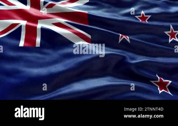 4k render New Zealand Flag video waving in wind. New Zealand Flag Wave ...
