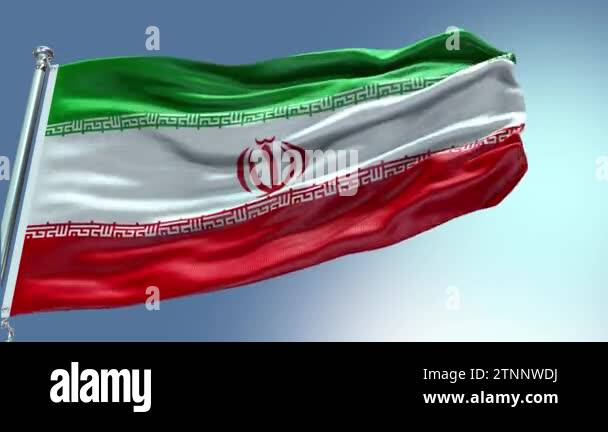 4k render Iran Flag video waving in wind. Iran Flag Wave Loop waving in ...