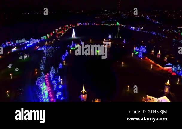 An Aerial View of a Large Christmas Display With Barns, Trees, Shrubs ...