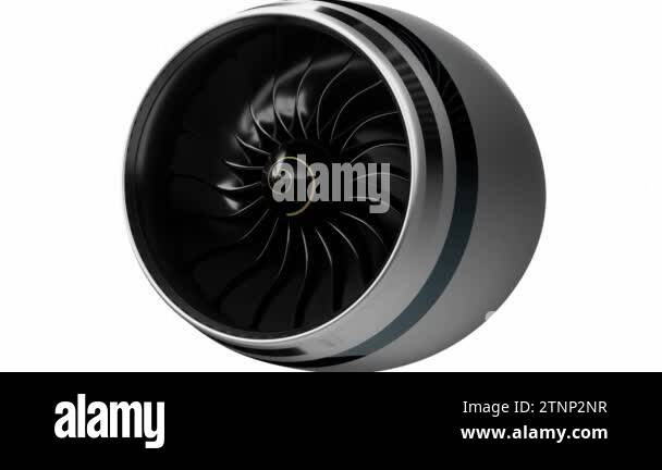 Rotating jet engine isolated on white background - 3D 4k animation ...