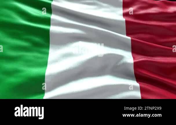4k render Italy Flag video waving in wind. Italy Flag Wave Loop waving ...