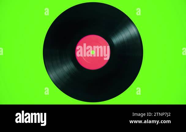 Vinyl Record is rotating on a green screen. Animation video retro vinyl ...
