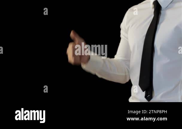 Man showing his thumb up isolated against black background. Stylish man ...