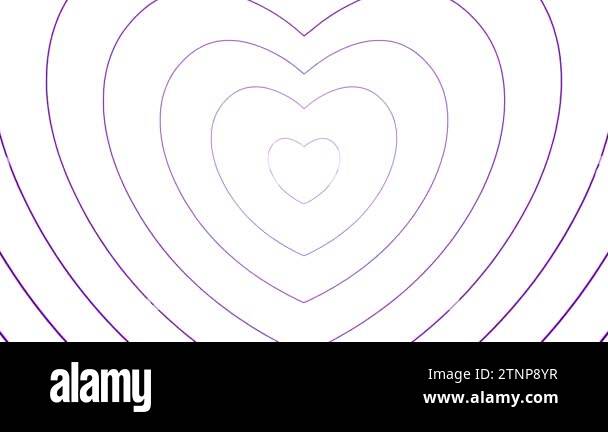 Animated increasing violet hearts appear from the center. Background ...