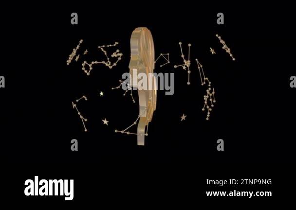 Zodiac sign Virgo, 3D animation on a transparent alpha channel ...