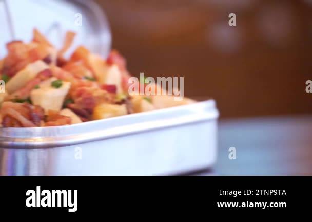 Tapioca Fried Chips In A Metal Container - Pan - Right To Left Stock ...