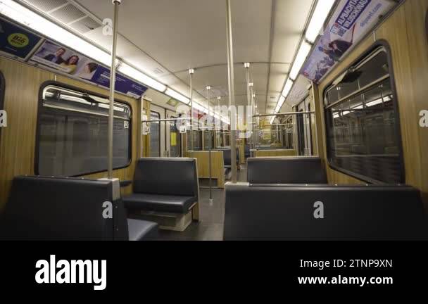 Old subway train in Munich, Germany. Vintage underground cart empty ...