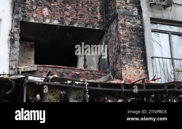 Burnt down apartment. The consequences of a fire due to a short circuit ...