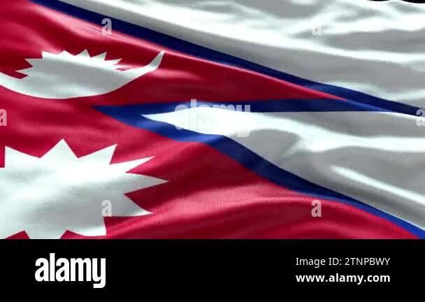 4k render Nepal Flag video waving in wind. Nepal Flag Wave Loop waving ...