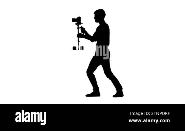 Rotate camera 180 degrees on installation Steadicam. Silhouette. White ...