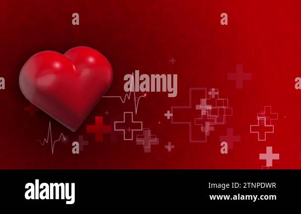 Big pulsating 3D heart symbol of medicine. Animation of geometric ...