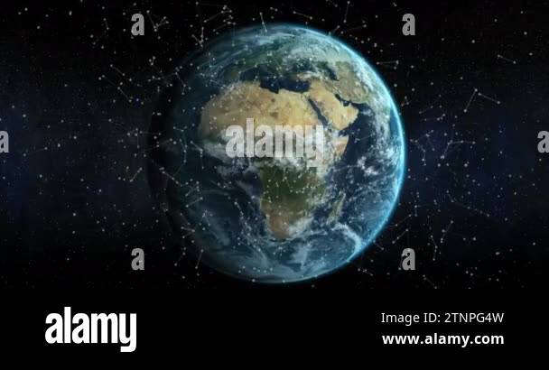 Global online connections and data processing the image of the earth is ...