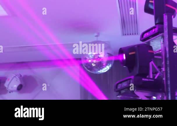 Stage lights at the concert with fog, Stage lights on a console ...