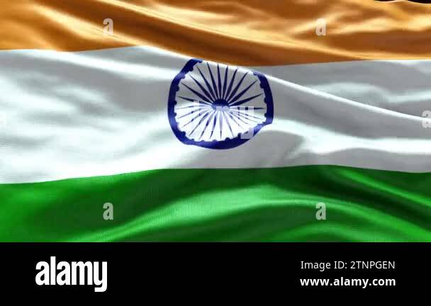 4k render India Flag video waving in wind. India Flag Wave Loop waving ...