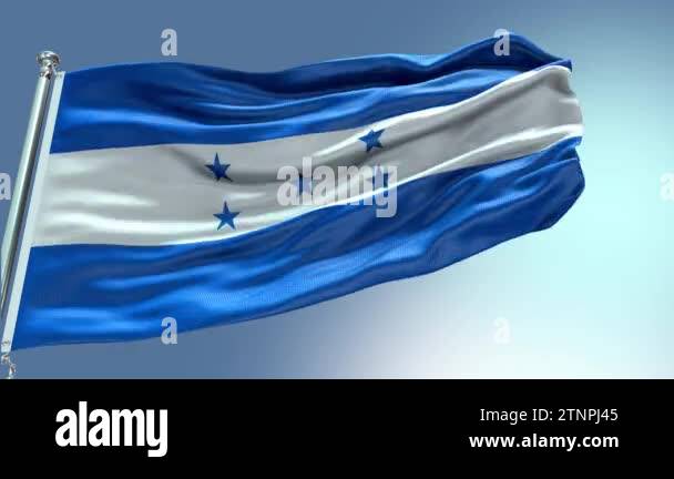 4k render Honduras Flag video waving in wind. Honduras Flag Wave Loop ...