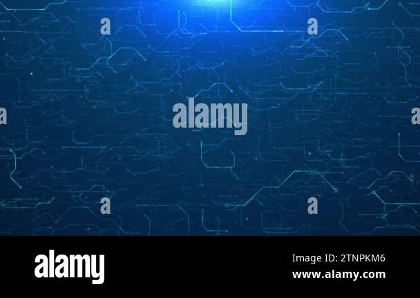 4k 3d Circuit Board With Moving Electrons Data Flow Loop Background Animation Artificial
