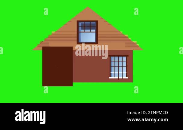 House Before and After Presentation on Green Screen. Old Building vs ...
