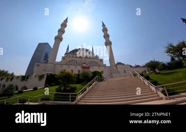 Namazgah Mosque Tirana near Skanderbeg Square in Tirana. Albania. Side ...