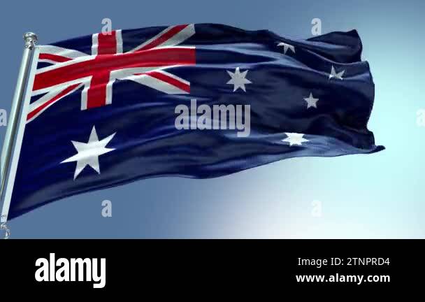 4k render Australia Flag video waving in wind. Australia Flag Wave Loop ...