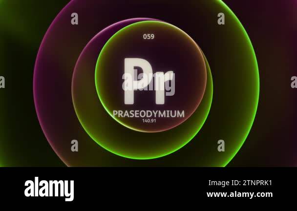 Praseodymium as Element 59 of the Periodic Table. Concept animation on ...