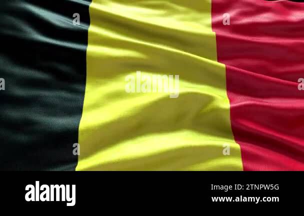 4k render Belgium Flag video waving in wind. Belgium Flag Wave Loop ...