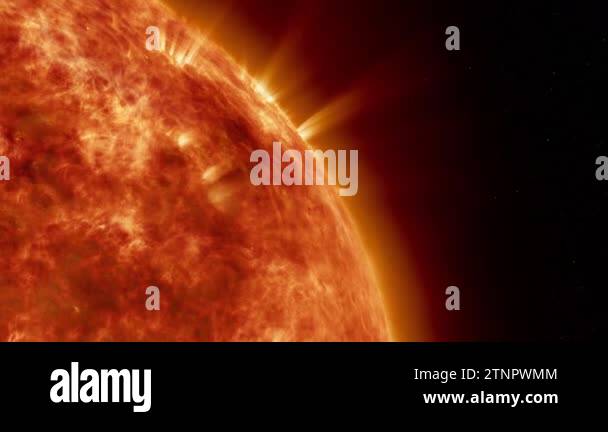 Earth's sun in space. Artistic concept 3D animation as close shot ...