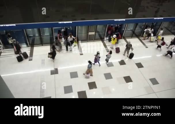 Hong Kong -April 2016: Crowd and passenger at Hong Kong International ...