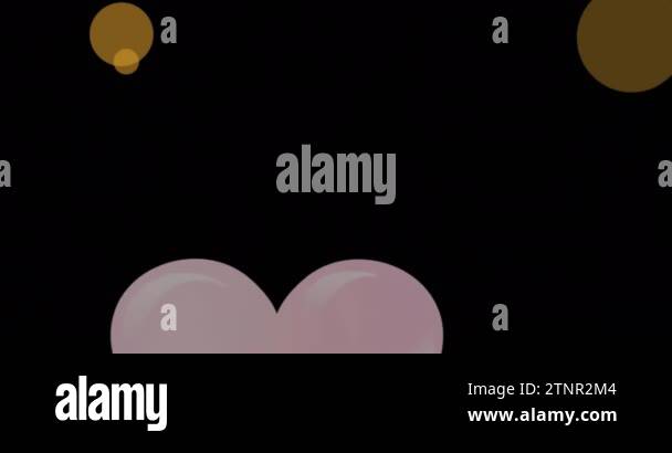 Animation of heart shaped balloons and circles moving up on black ...