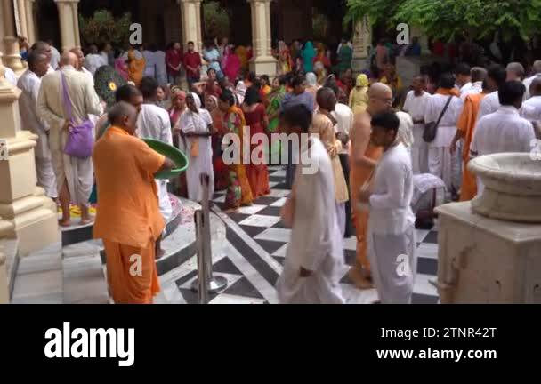 VRINDAVAN, INDIA September 01, 2022 : Devotee playing Kirtan chants in ...