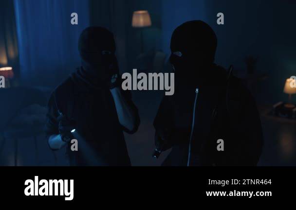 Video of two burglars, intruders, looking down at the owner, tenant of ...